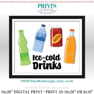 Ice Cold Drinks Sign, School Concession Stand, Sports, Festival, Pop ...