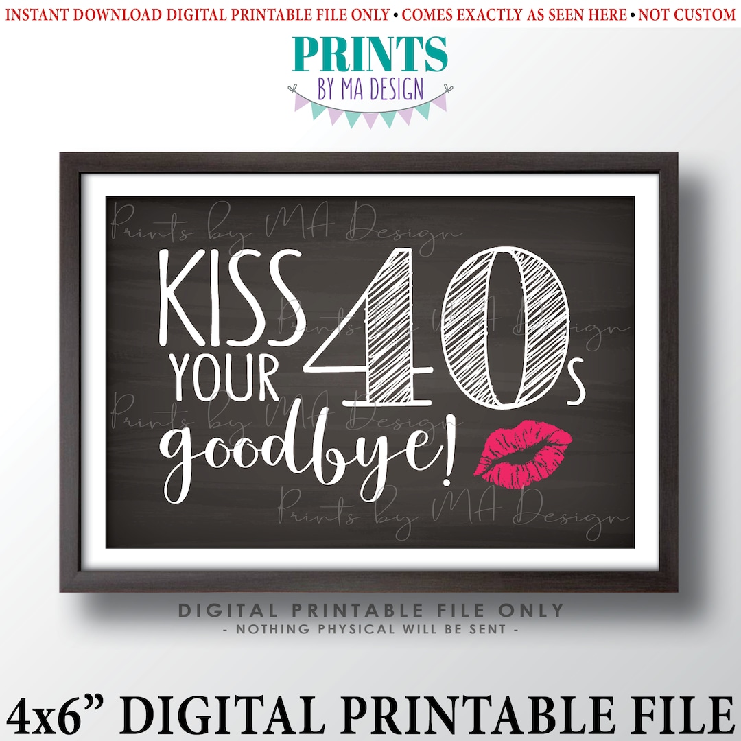 50th Birthday Sign, Kiss Your 40s Goodbye, Funny 50th Candy Bar Sign ...