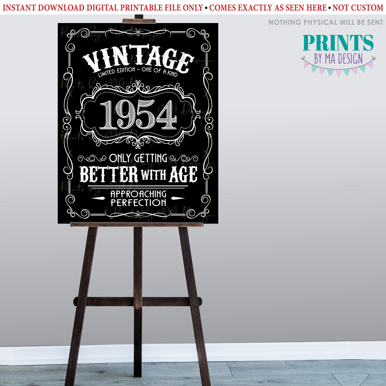 1954 Birthday Sign, Vintage Better With Age Poster, Whiskey Theme ...