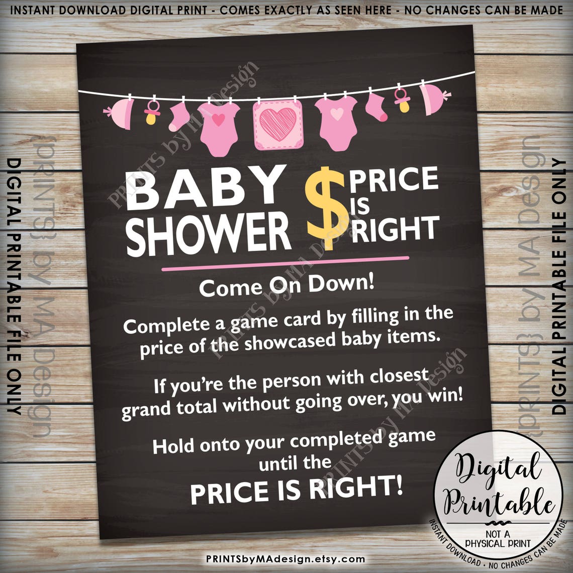 Price is Right Baby Shower Game Sign Guess the Prices | Etsy