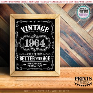 1964 Birthday Sign, Vintage Better With Age Poster, Whiskey Theme ...