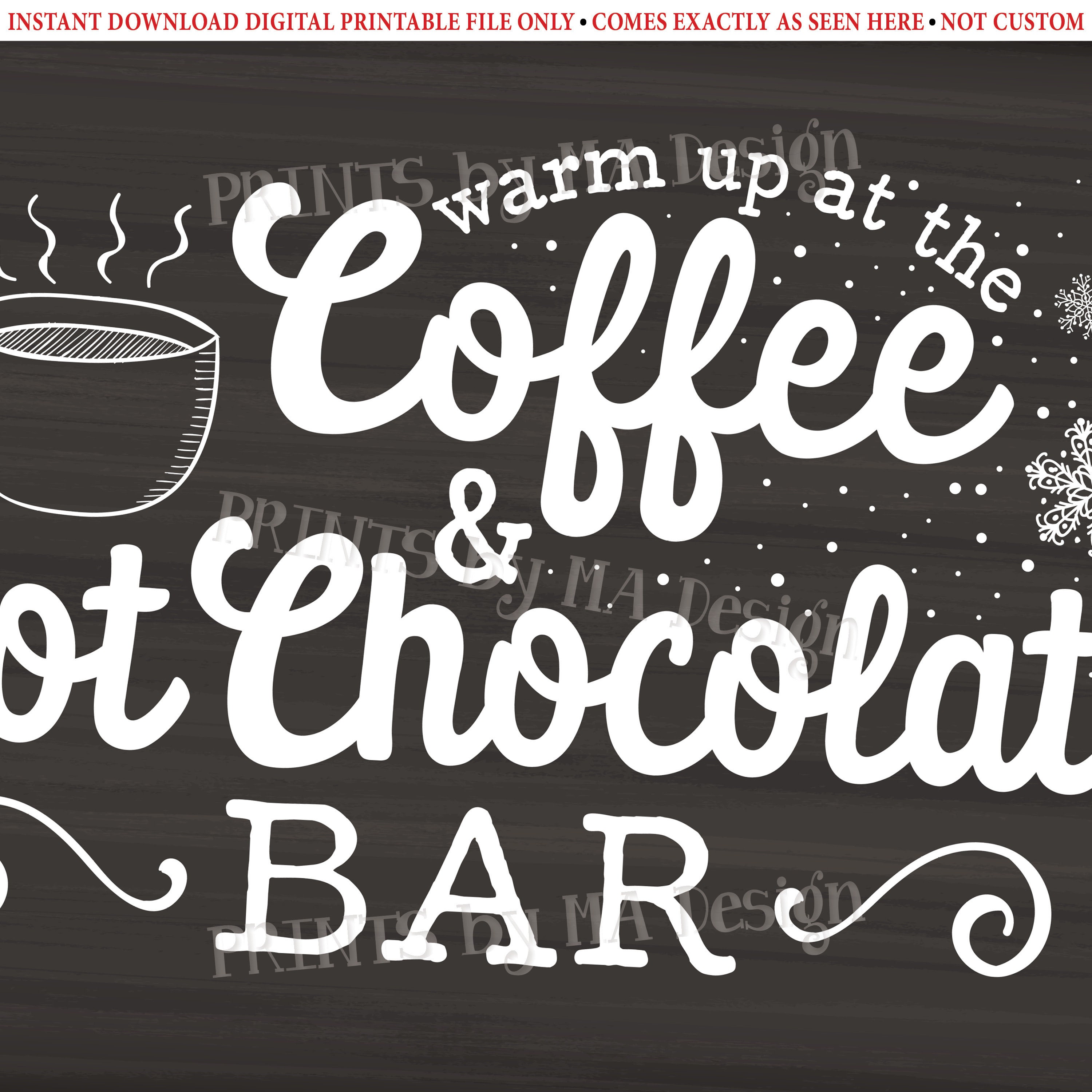 Coffee and Hot Chocolate Bar Sign, Warm Up at the Coffee & Hot ...