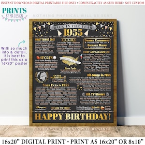 Back in the Year 1955 Birthday Sign, Flashback to 1955 Poster Board ...
