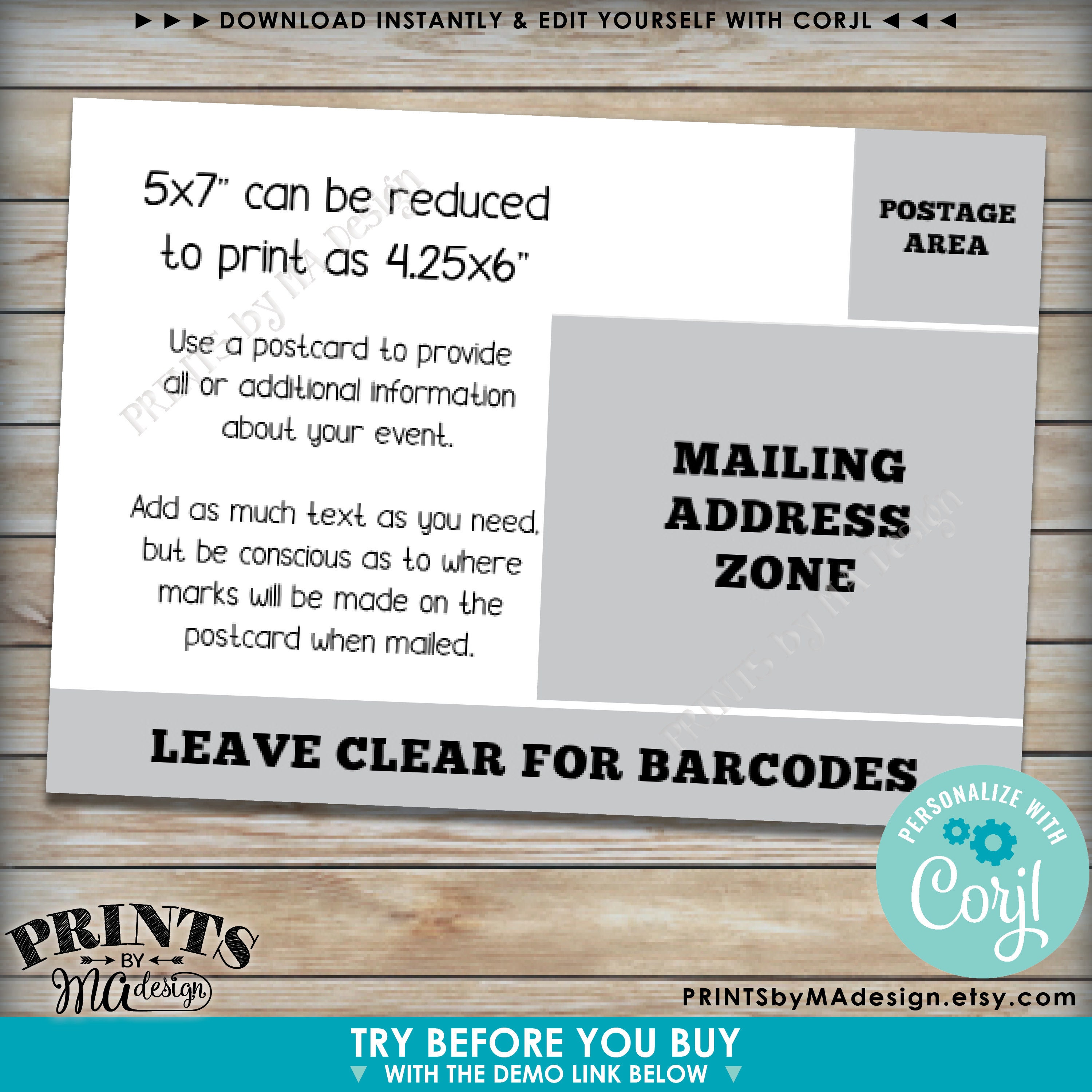 Editable Postcard Back Side of Postcard Backside, Add Your Own Text ...