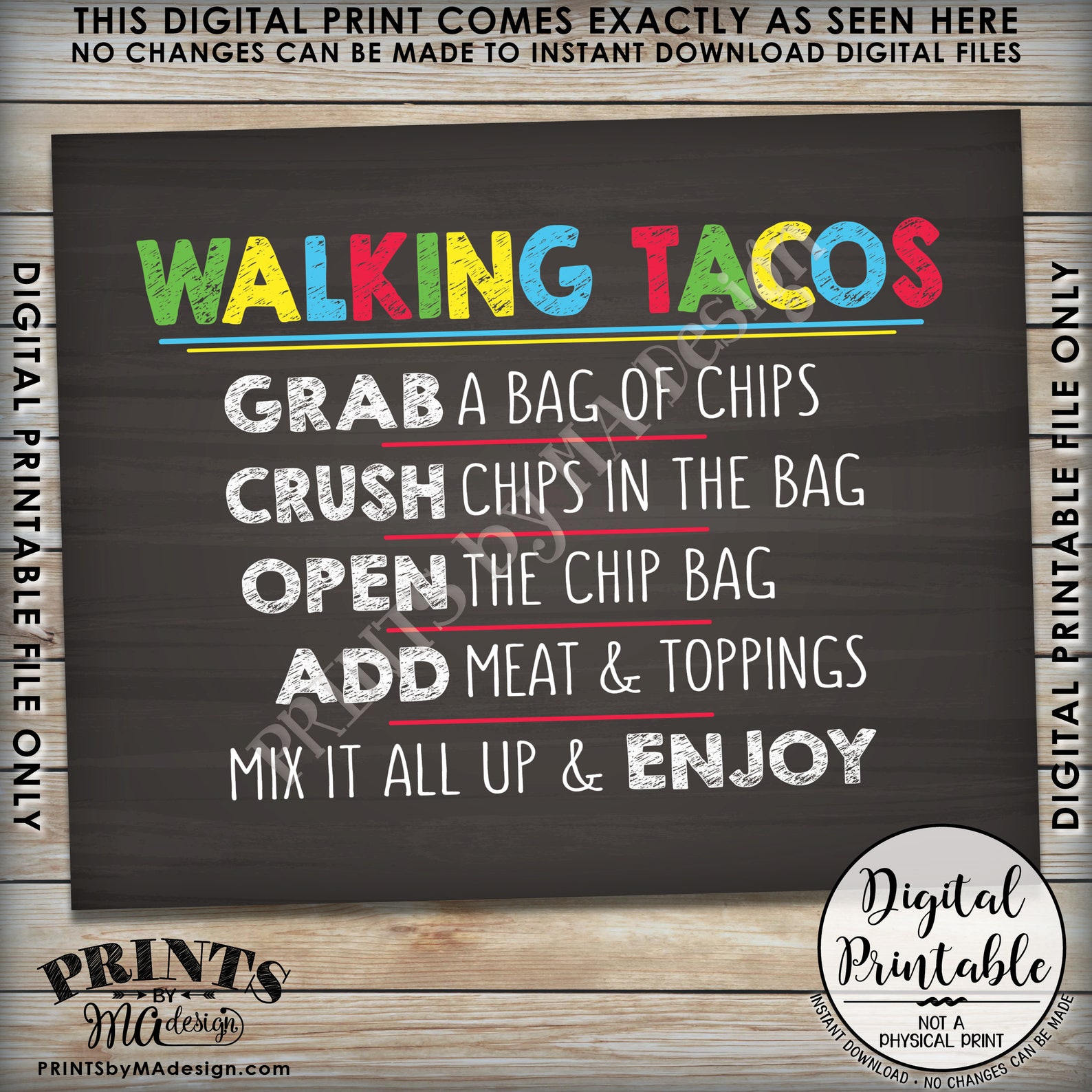Walking Tacos Sign Taco Bar Taco Sign Cinco De Mayo Sweet - Etsy
