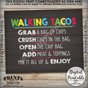 Walking Tacos Sign, Taco Bar Taco Sign, Cinco De Mayo, Sweet Sixteen ...