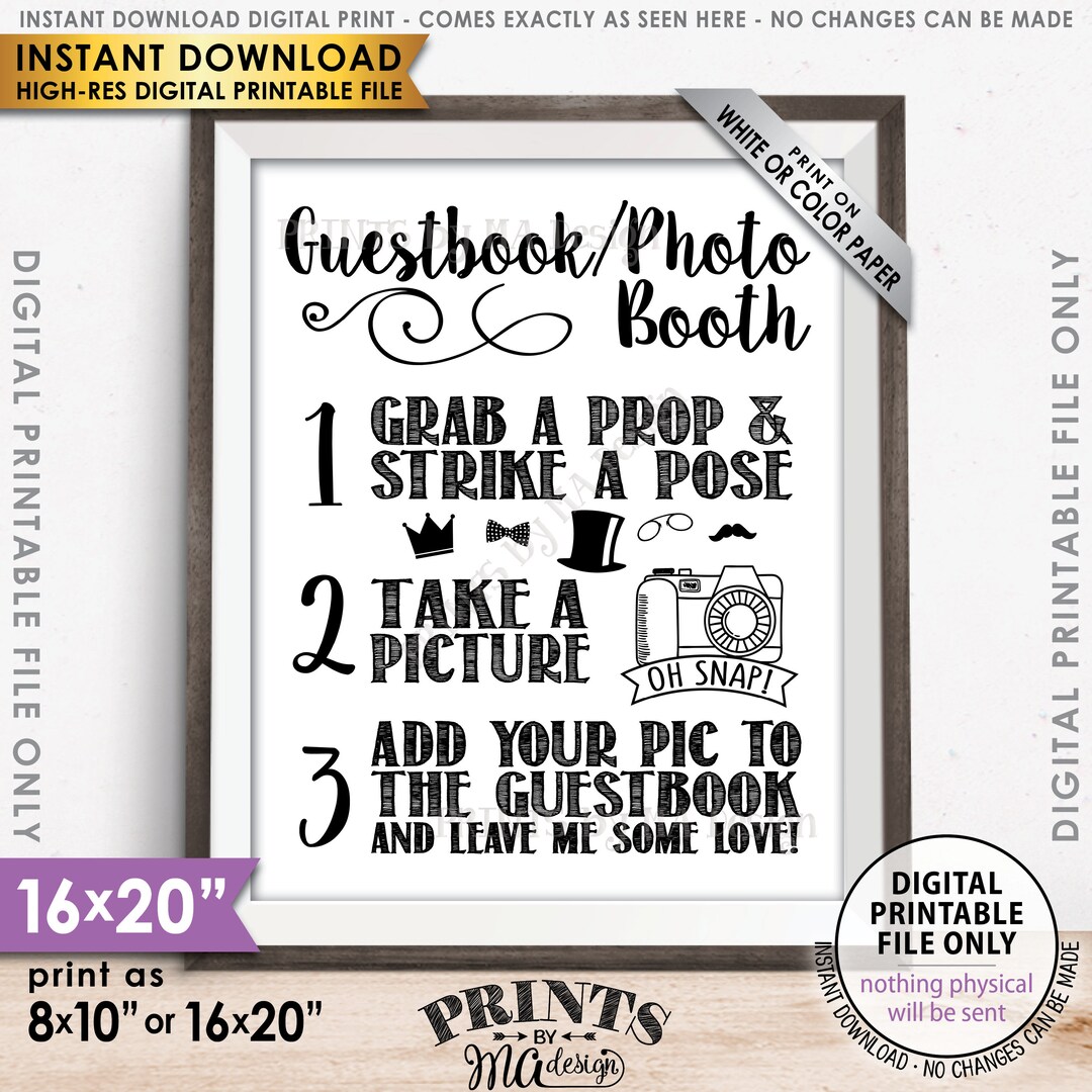 Libro de visitas Photobooth Sign Añadir foto al libro de visitas Photo ...