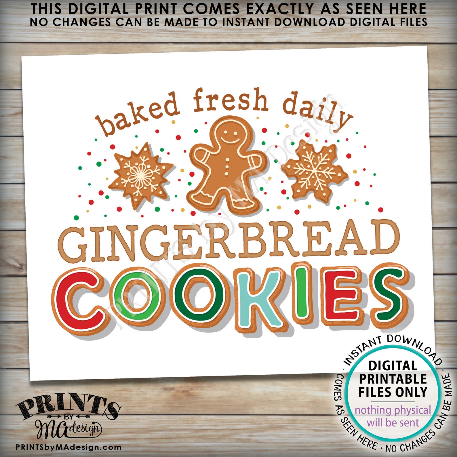 Gingerbread Cookies Sign Baked Fresh Daily Christmas Cookies - Etsy UK