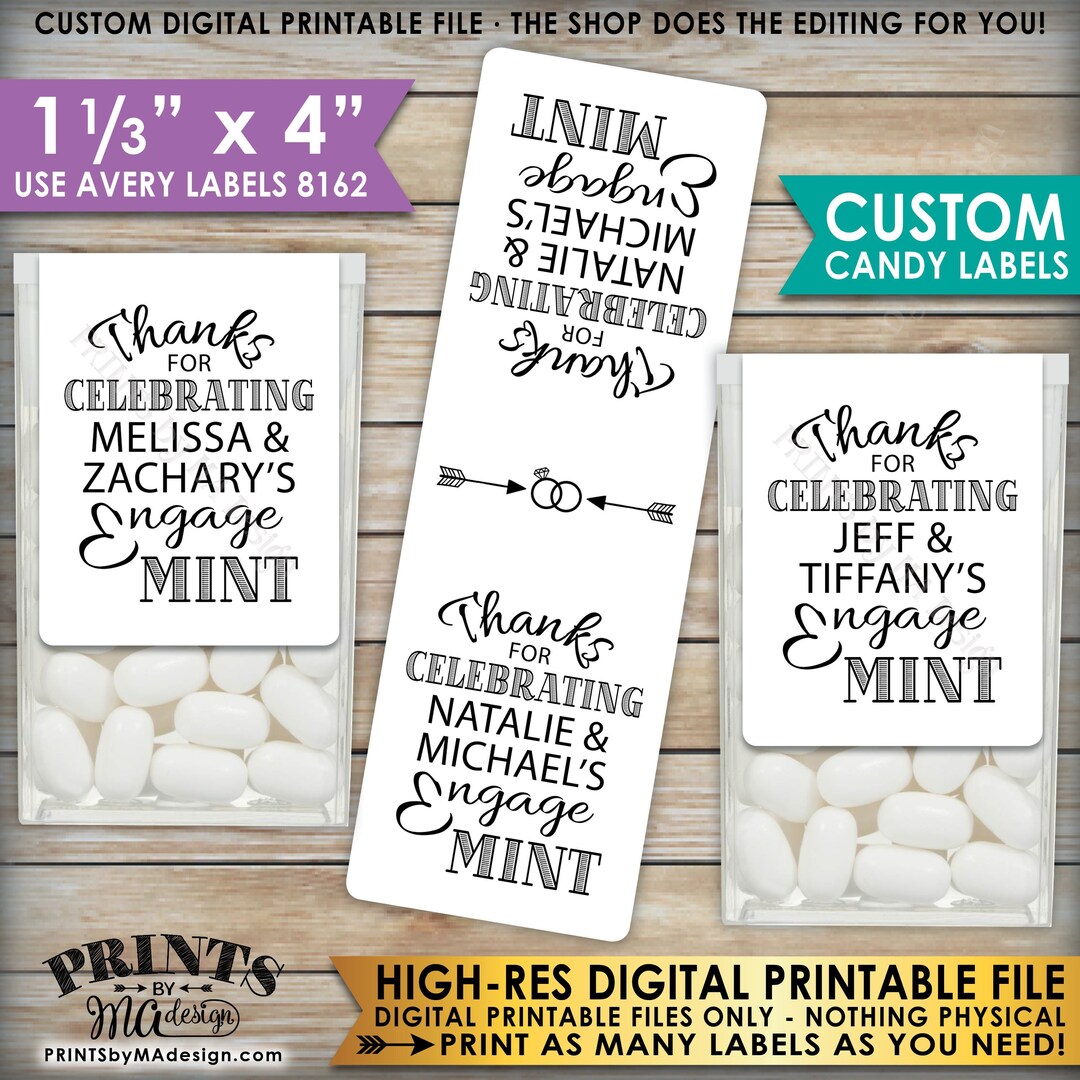 Engagement Tic Tac Labels, Custom Engagement Party Candy Labels, 1-1 ...