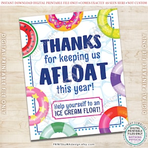 Ice Cream Float Teacher Appreciation Sign, Thank You for Keeping Us ...