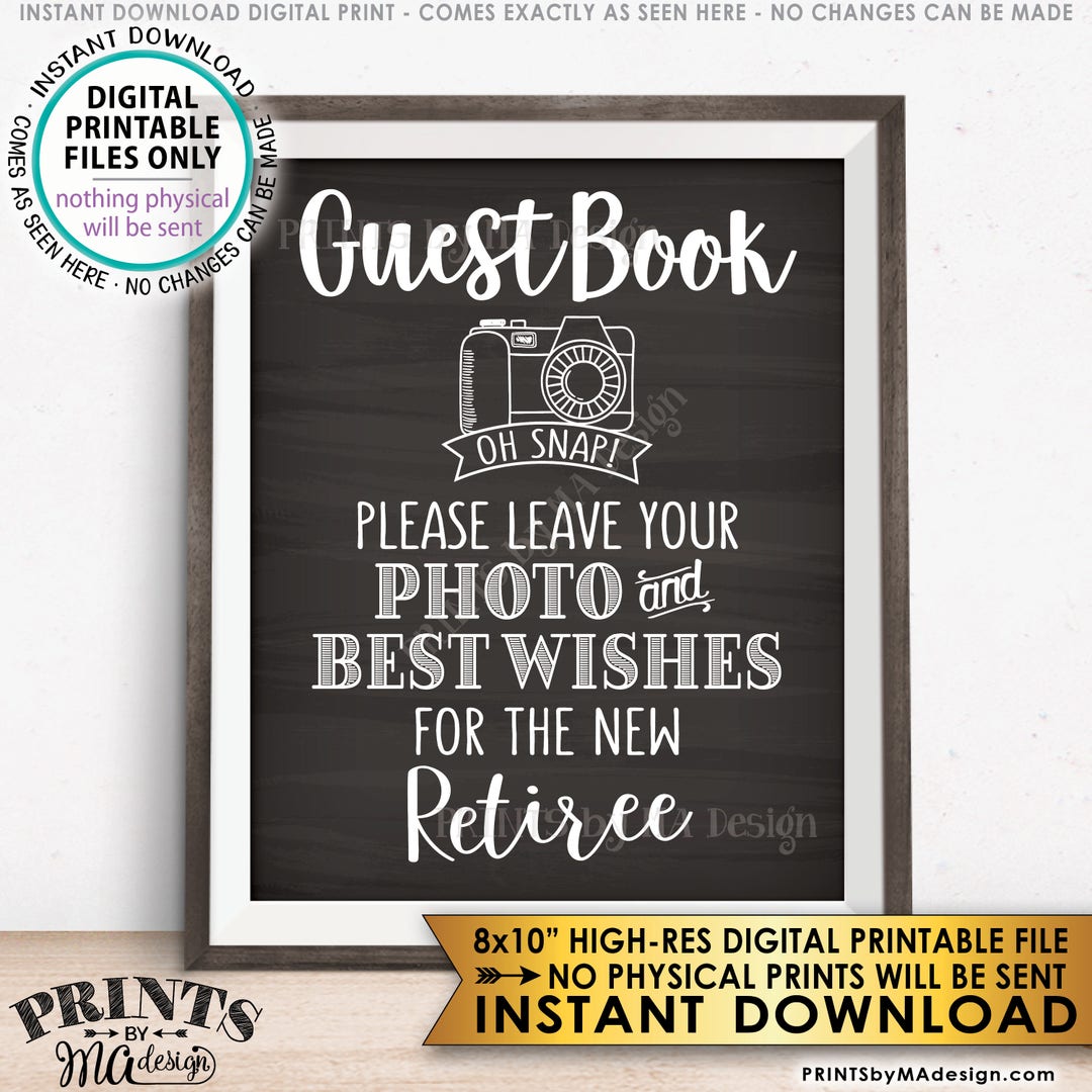 Retirement Party Guestbook Sign, Leave Photo and Best Wishes for the ...