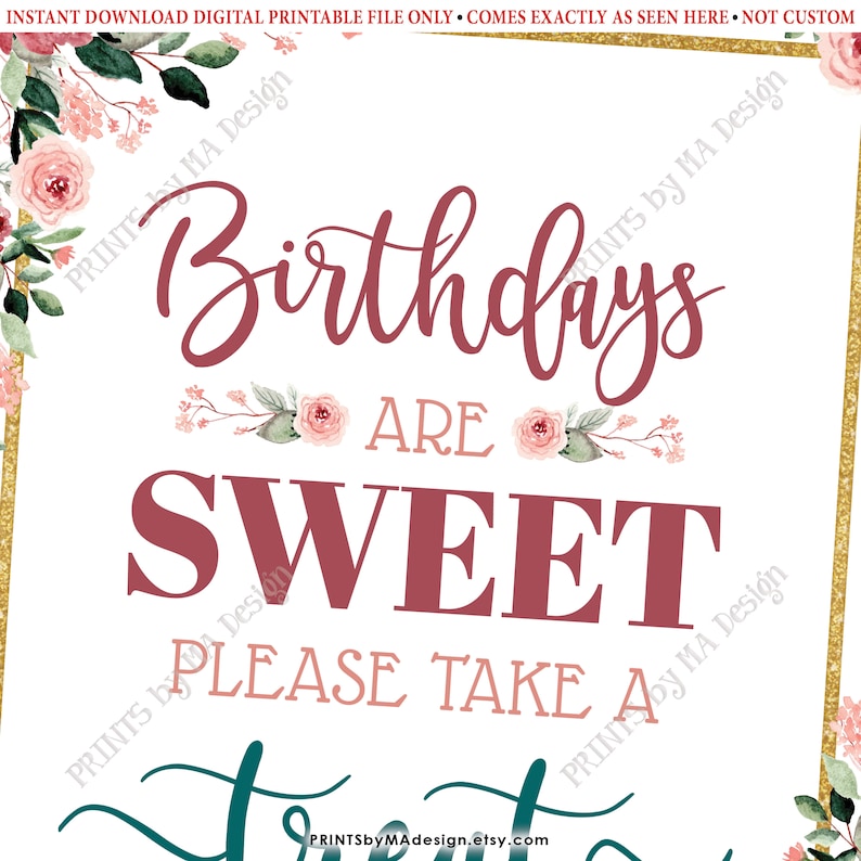 Birthdays Are Sweet Please Take a Treat Birthday Party | Etsy
