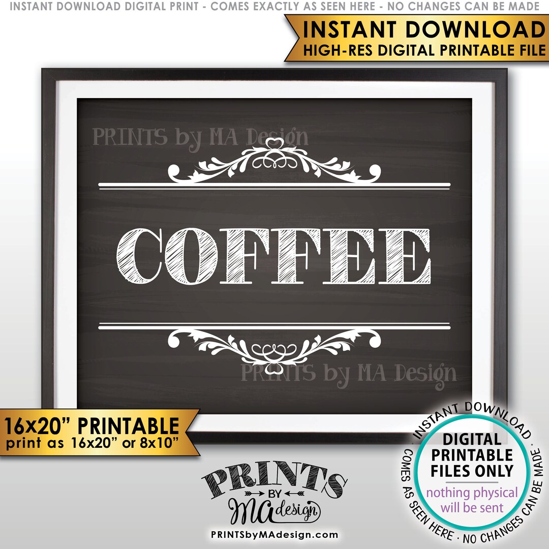 Coffee Sign, Coffee Station, Coffee Bar Sign, Wedding, Bridal Shower ...