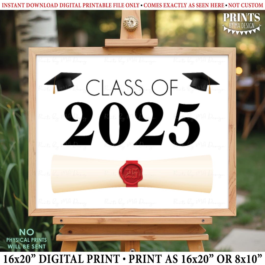 Buy Class of 2025 Graduation Sign With Caps and Scroll, High School ...