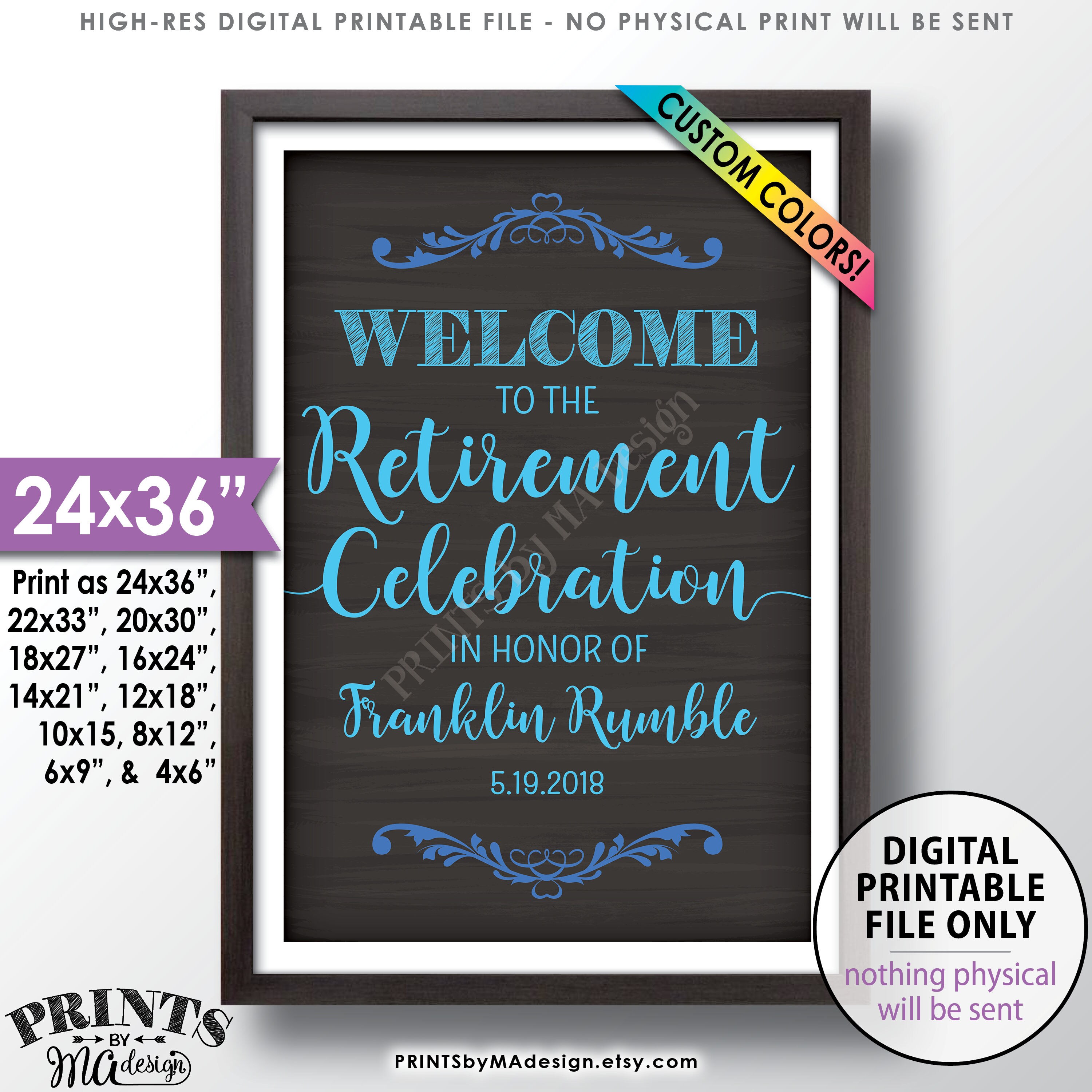 Retirement Party Sign Welcome to the Retirement Celebration Retirement ...