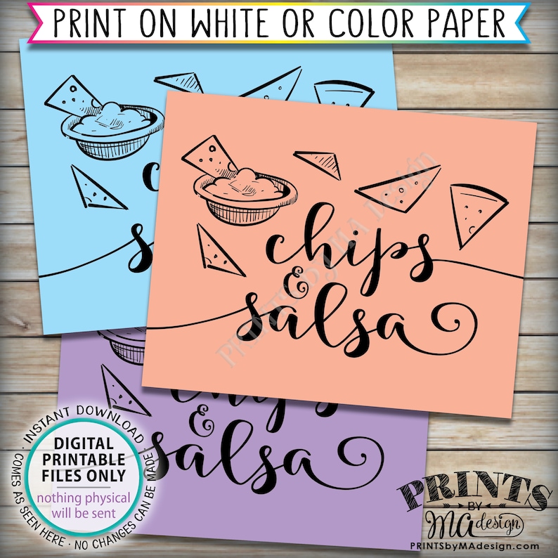 Chips & Salsa Sign Salsa and Chips Nacho Bar Sign PRINTABLE - Etsy