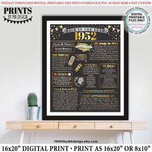 Back in the Year 1952 Poster Board, Remember 1952 Sign, Flashback to ...