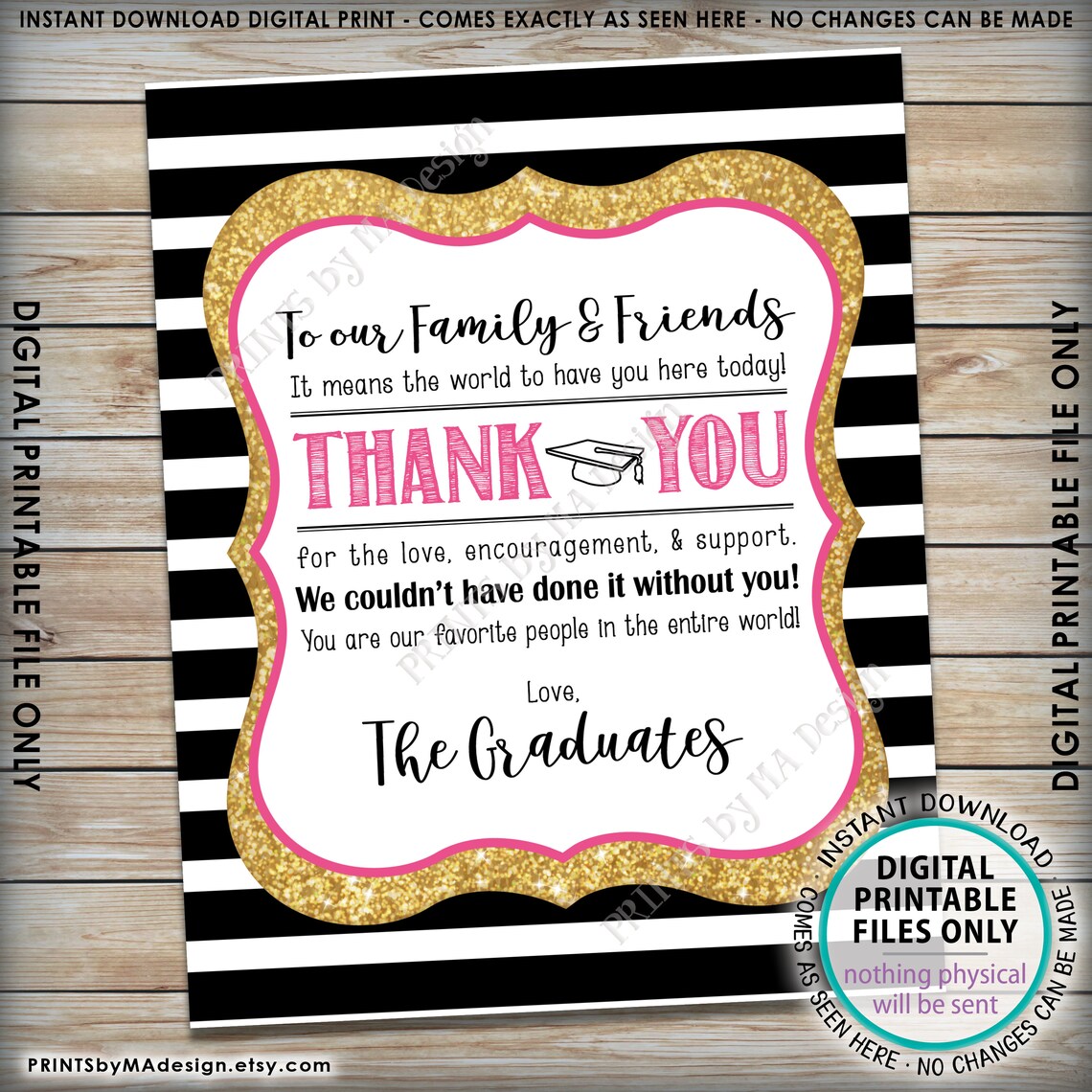Graduation Thank You Sign Thanks From the Graduates Thank You | Etsy