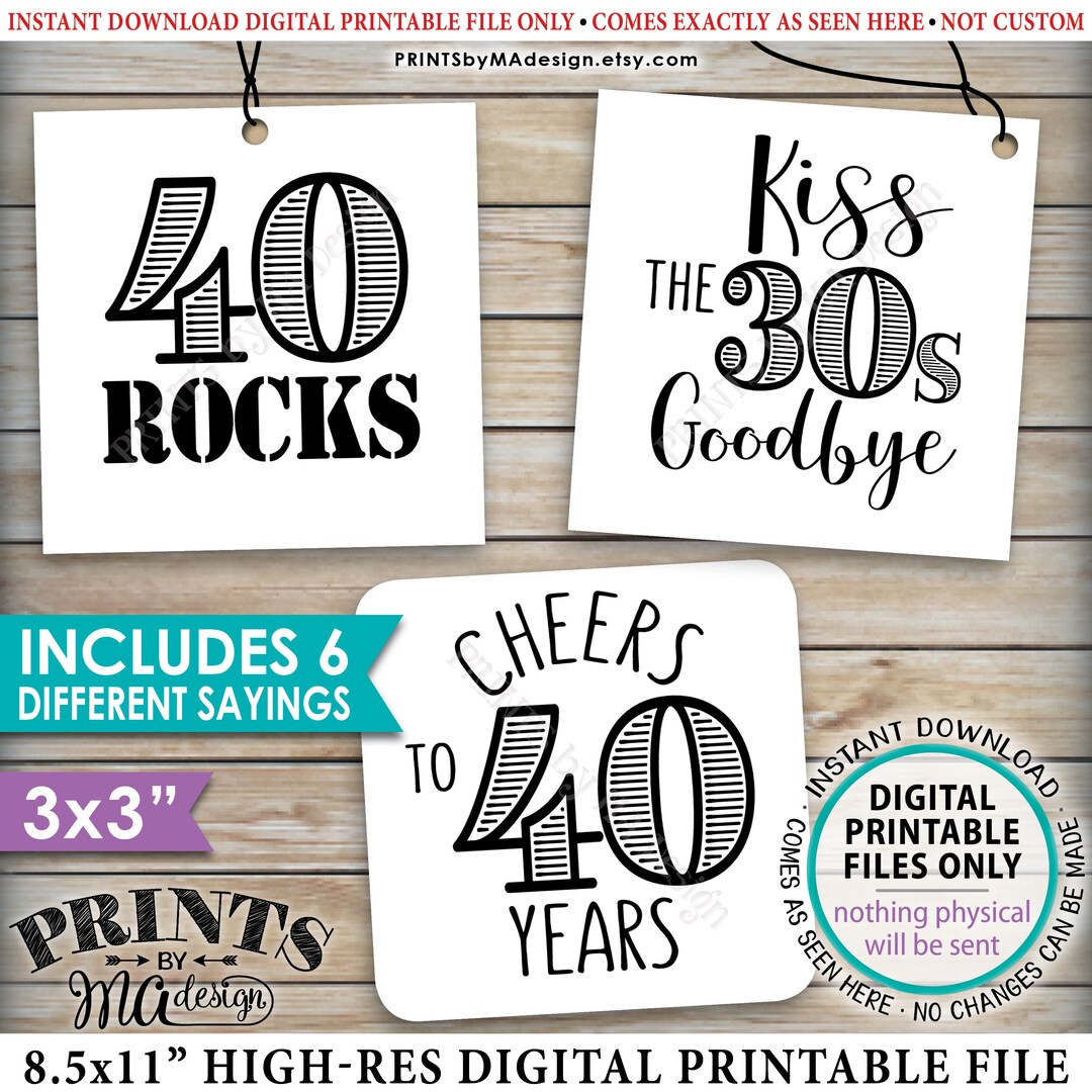 40th Birthday Party Candy Signs, Candy Bar, 40 Sucks Blows Rocks, Kiss ...
