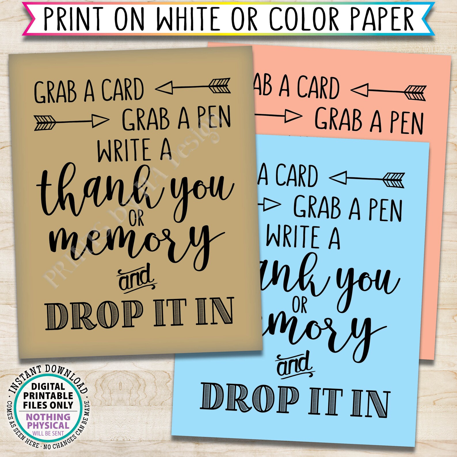 Grab a Card Grab a Pen Write a Thank You or Memory and Drop It In ...