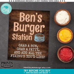 Editable Burger Sign, Custom Burger Bar Menu, Build Yourself a Burger ...