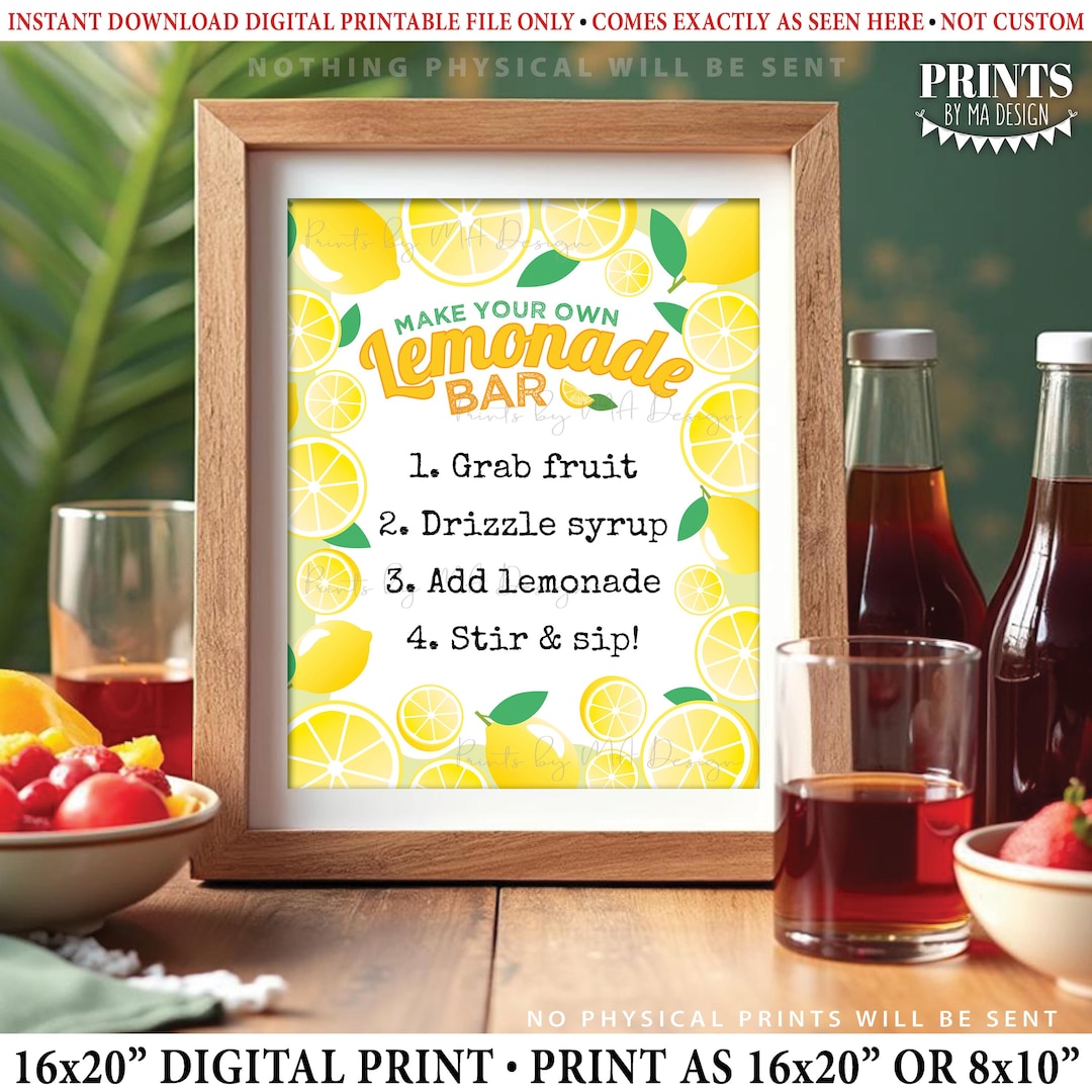 Lemonade Bar Sign, Graduation Party Decorations, Birthday, Retirement ...