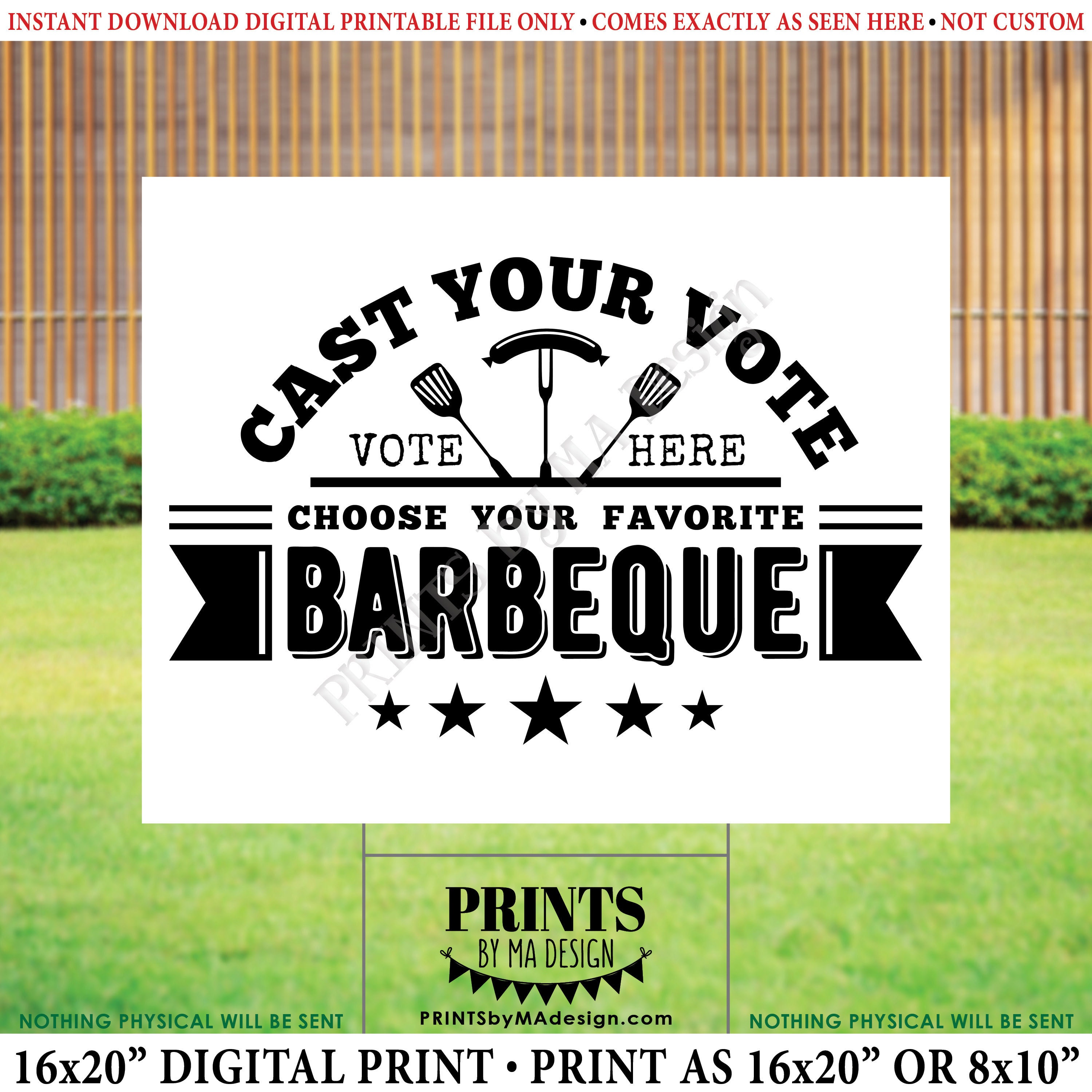 Vote for Your Favorite BBQ Sign, Barbeque Voting, PRINTABLE Black ...