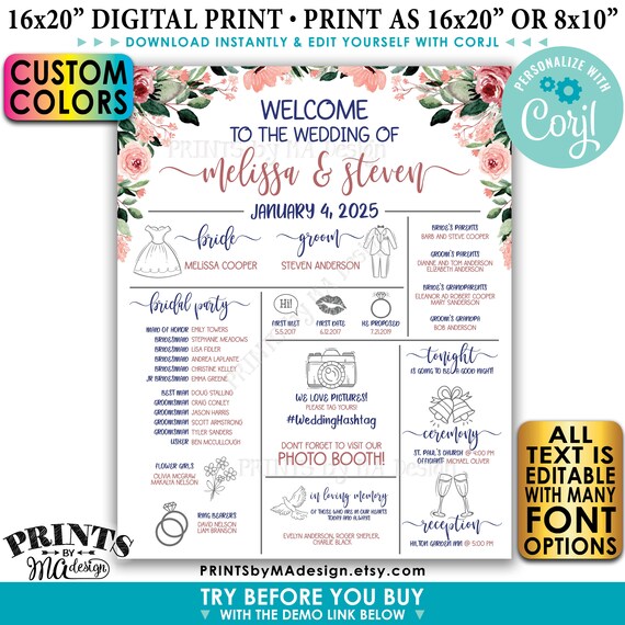 Infographic Wedding Program Etsy