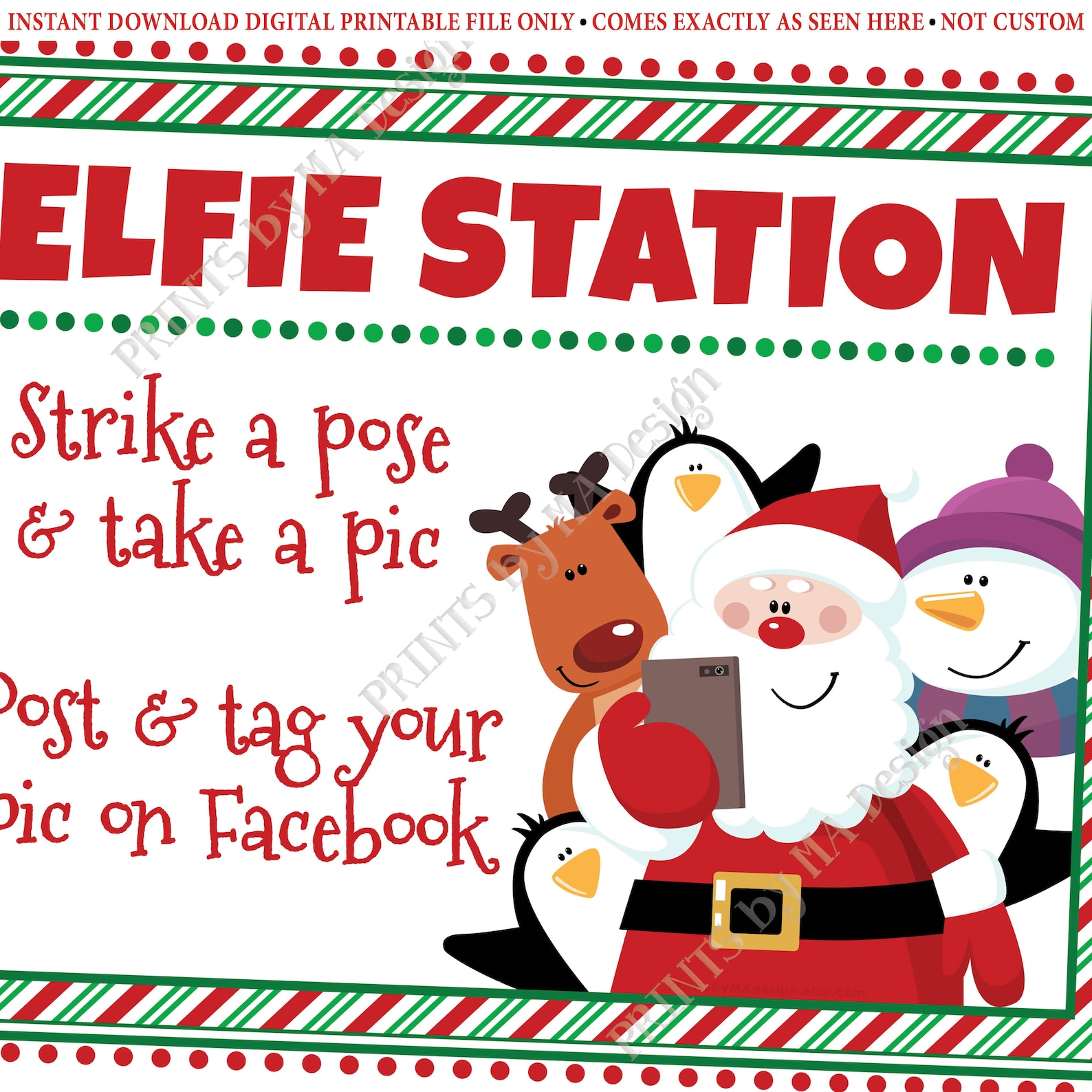 Elfie Station Christmas Selfie Station Sign Strike a Pose - Etsy
