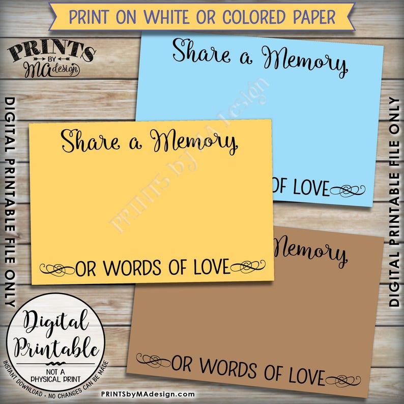 Share a Memory Card, Share Memories, Write a Memory, Please Leave a ...