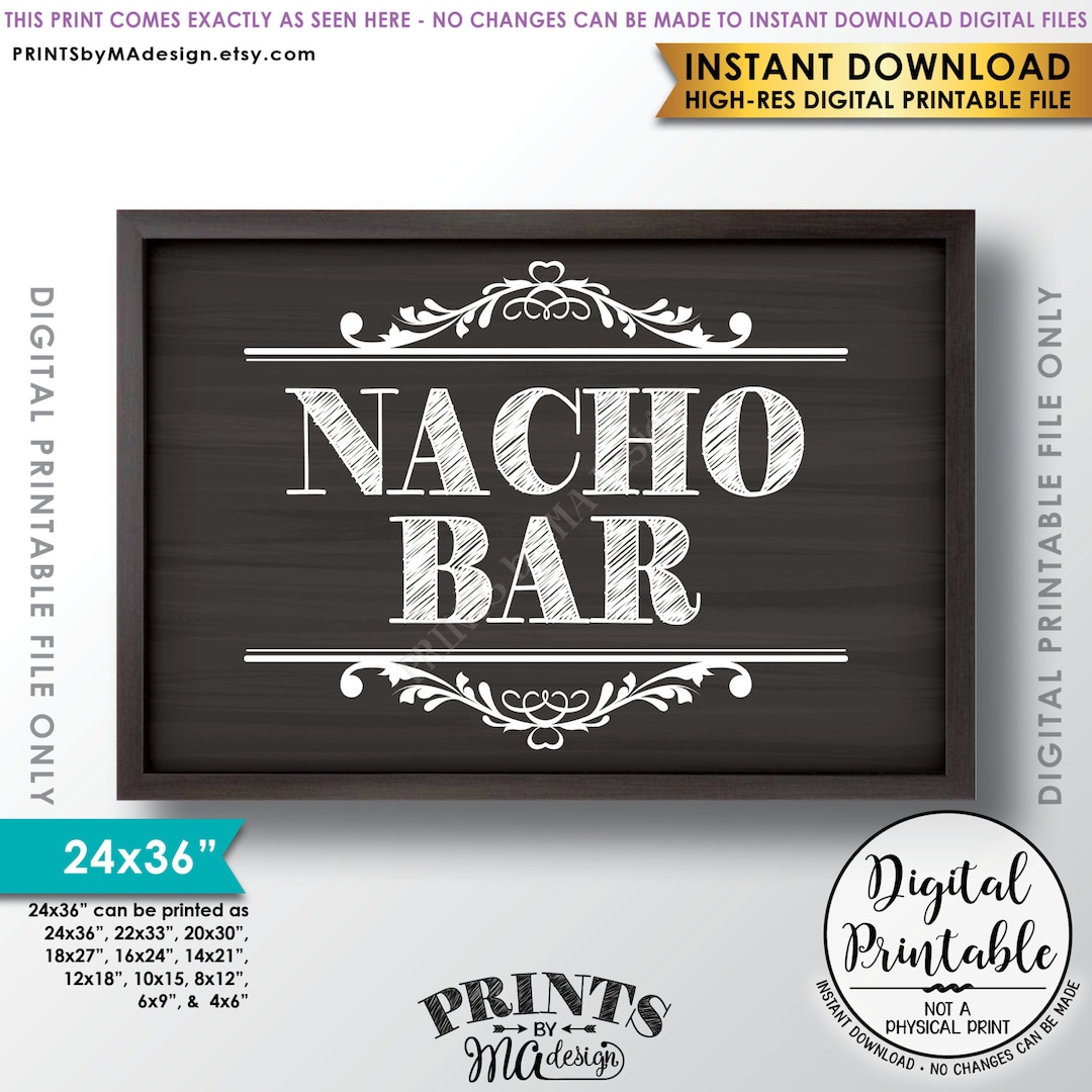 Nacho Bar Sign, Fiesta Celebration, Graduation, Wedding Shower, Mexican ...