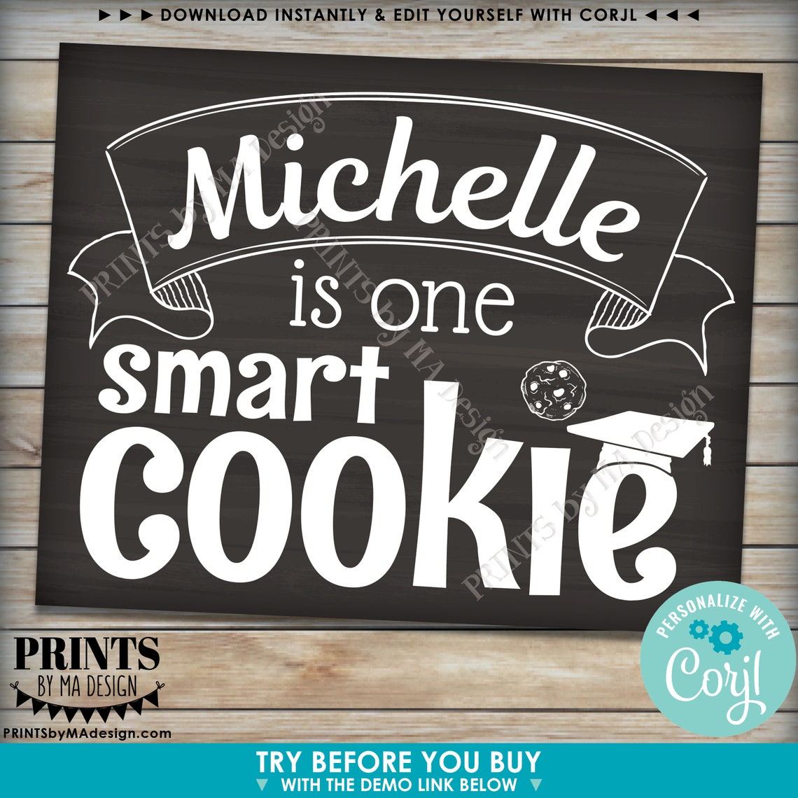 One Smart Cookie Sign, Custom Name, Cookie Bar, PRINTABLE 8x10/16x20 ...