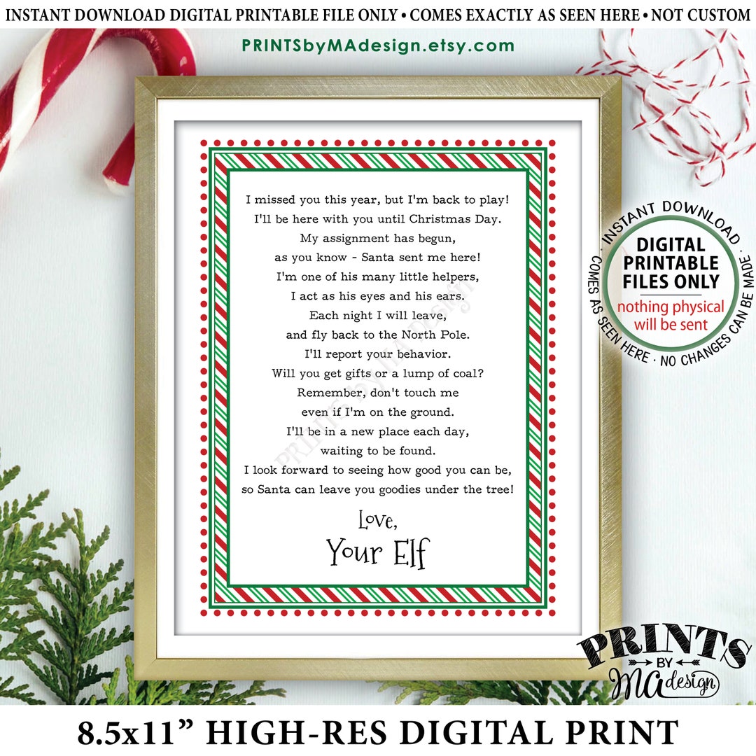 Welcome Back Letter to Kids From Their Christmas Elf, Elf Hello Letter ...