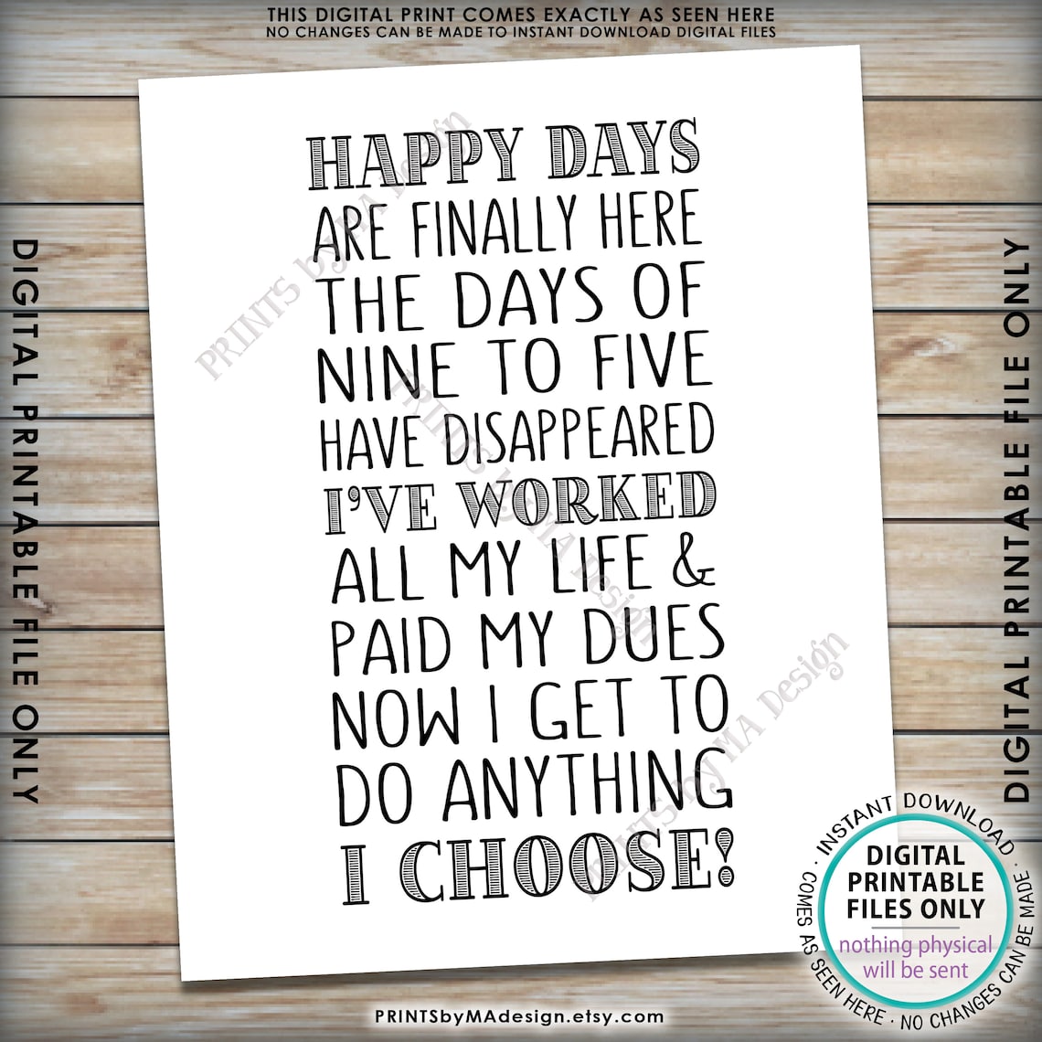 Retirement Poem Fun Retirement Party Ideas Happy Days Are | Etsy