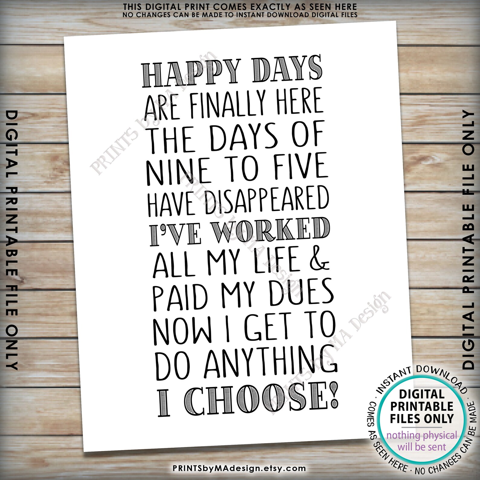 Retirement Poem Fun Retirement Party Ideas Happy Days Are | Etsy