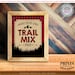 Trail Mix Bar Sign, Make Your Own Trail Mix Lumberjack Style Decor, Red ...
