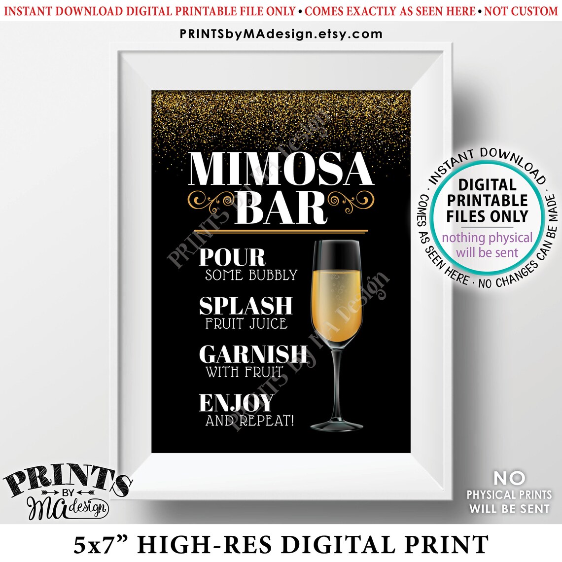 Mimosa Bar Sign Make Your Own Mimosa Sign PRINTABLE 5x7 | Etsy