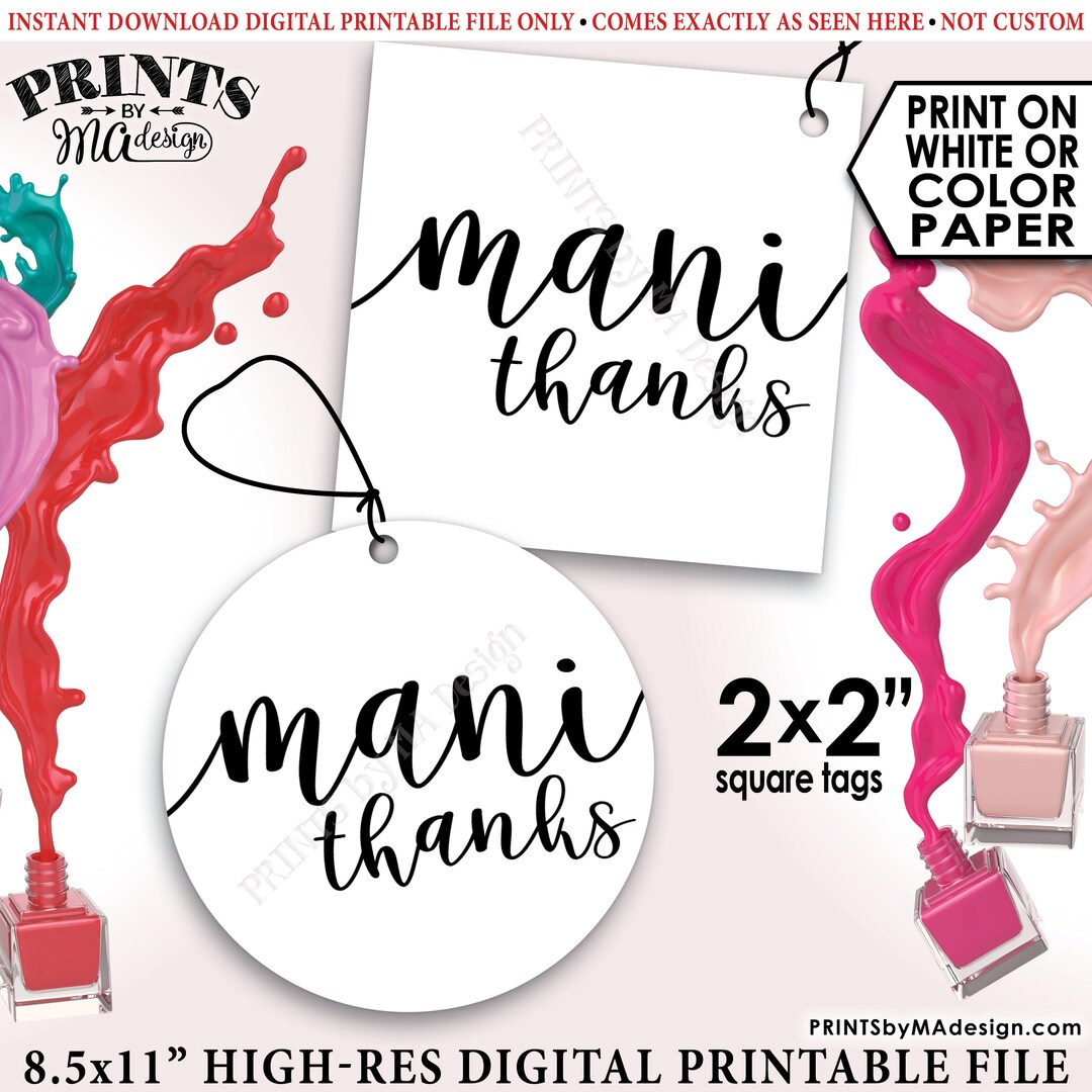 Mani Thanks Nail Polish Favor, Mani Pedi Thank You Gifts, Bridal Shower ...