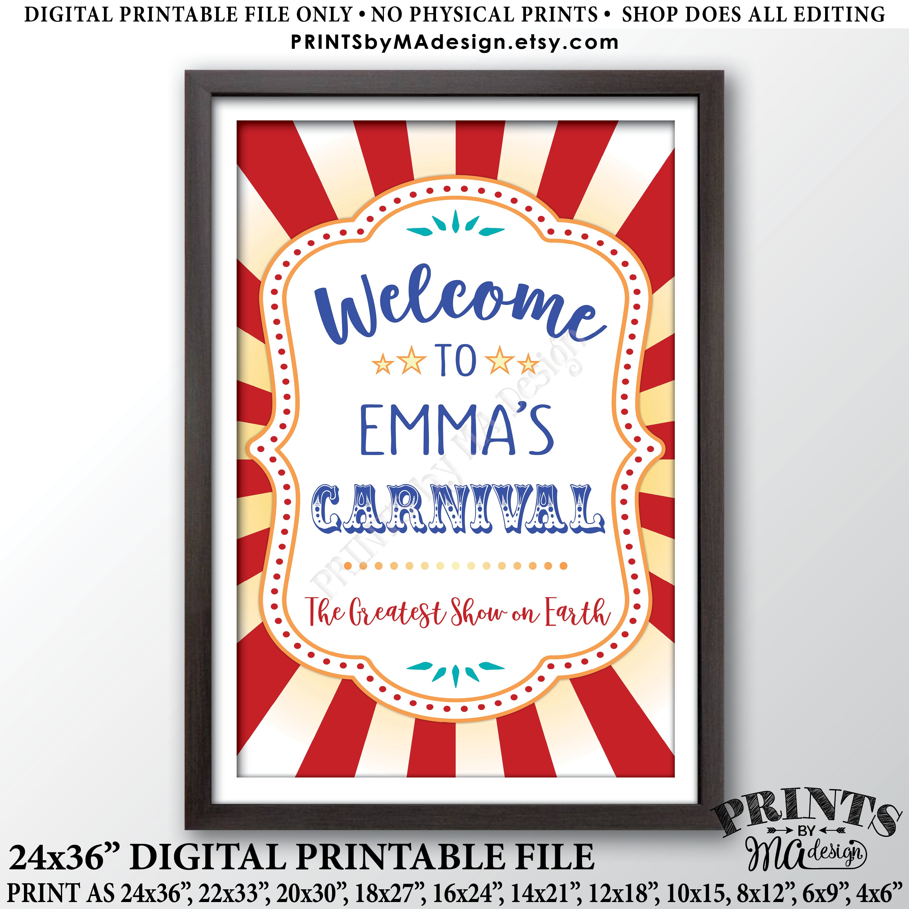 Carnival Welcome Sign, Welcome to the Carnival Theme Party Sign ...