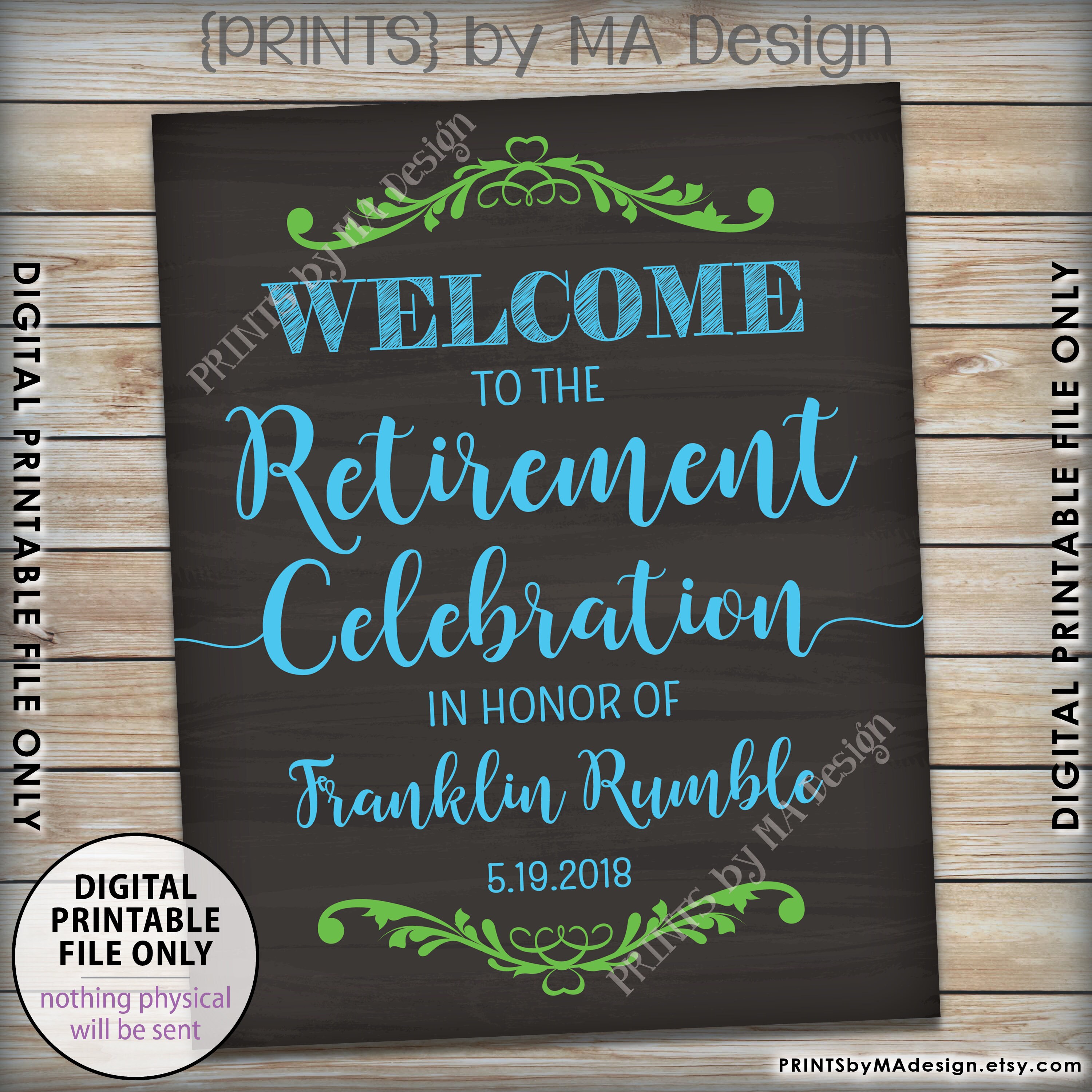 Retirement Party Sign Welcome to the Retirement Celebration Retirement ...