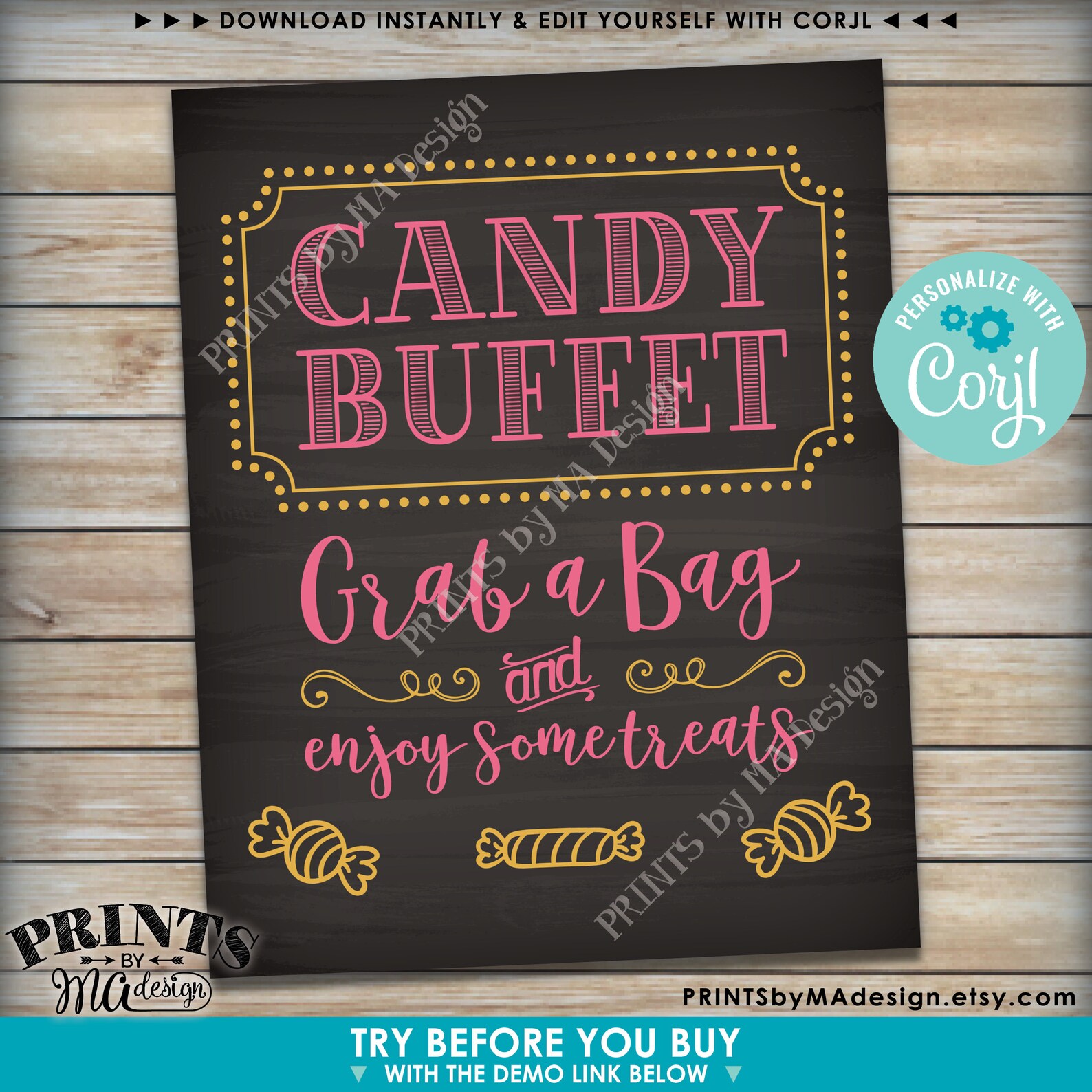 Candy Buffet Sign Grab a Bag & Enjoy Some Treats Sign Candy - Etsy