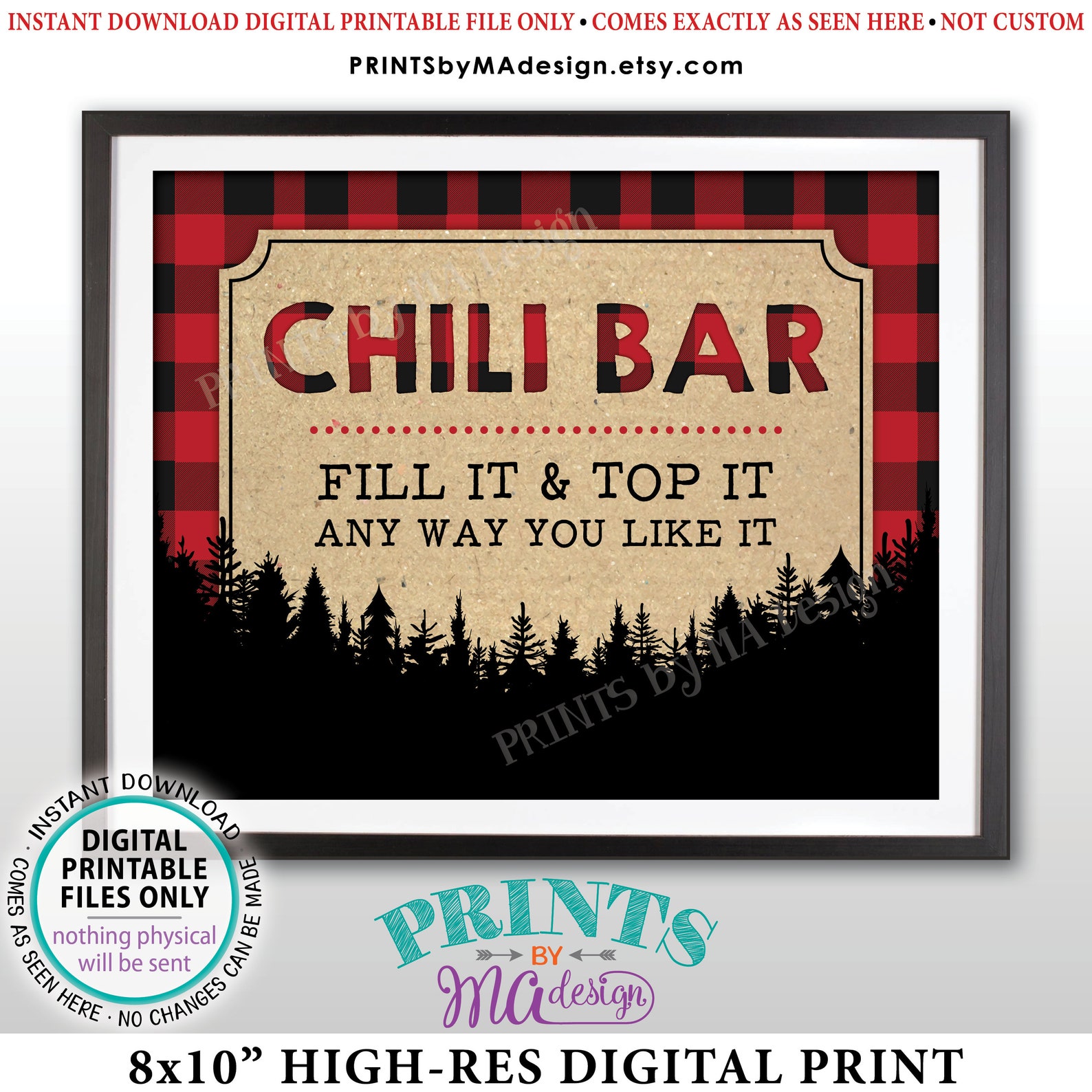 Chili Bar Sign Fill it & Top It Any Way You Like It Chili | Etsy