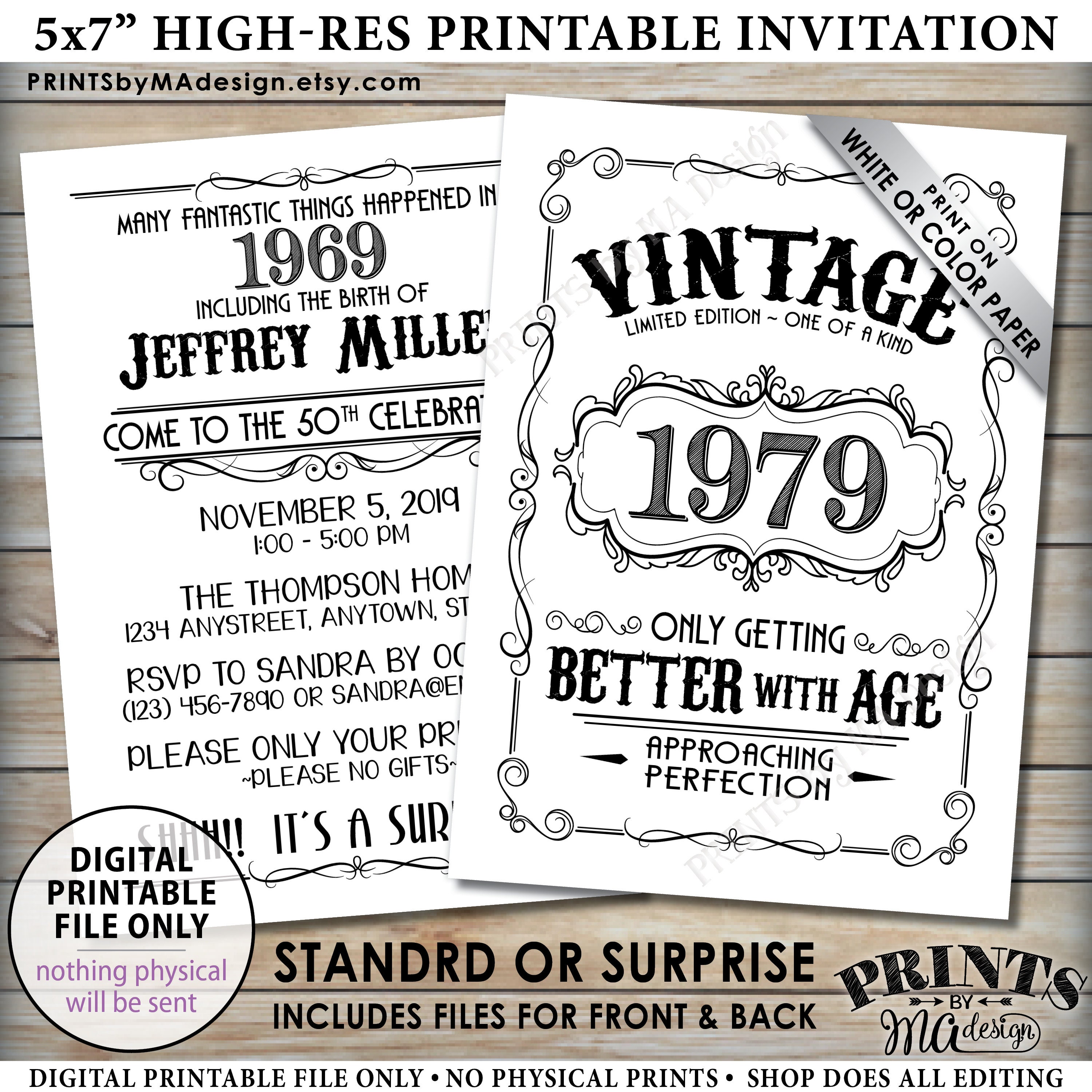 Vintage Birthday Invitation, Aged to Perfection Birthday Invite, Better ...