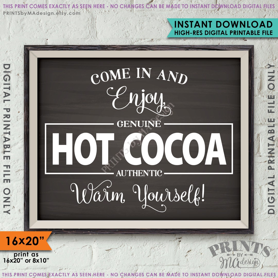 Hot Cocoa Sign, Hot Chocolate Sign, Warm Yourself Cocoa Holiday Decor ...