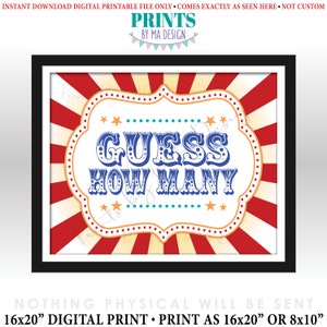 Guess How Many Sign, Guess the Number Carnival Theme Party Guessing ...