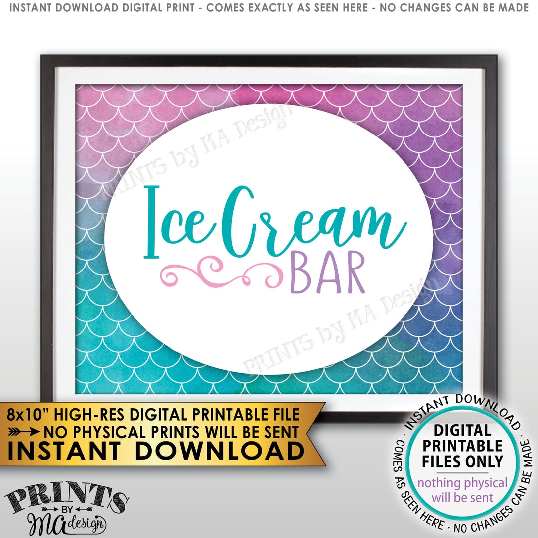 Mermaid Party Sign, Mermaid Party Ice Cream Bar Sign, Mermaids Tail ...
