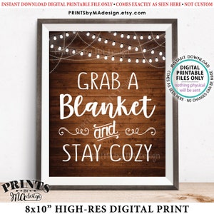 Blanket Sign, Grab a Blanket & Stay Cozy, Warm up Here Rustic Wedding ...
