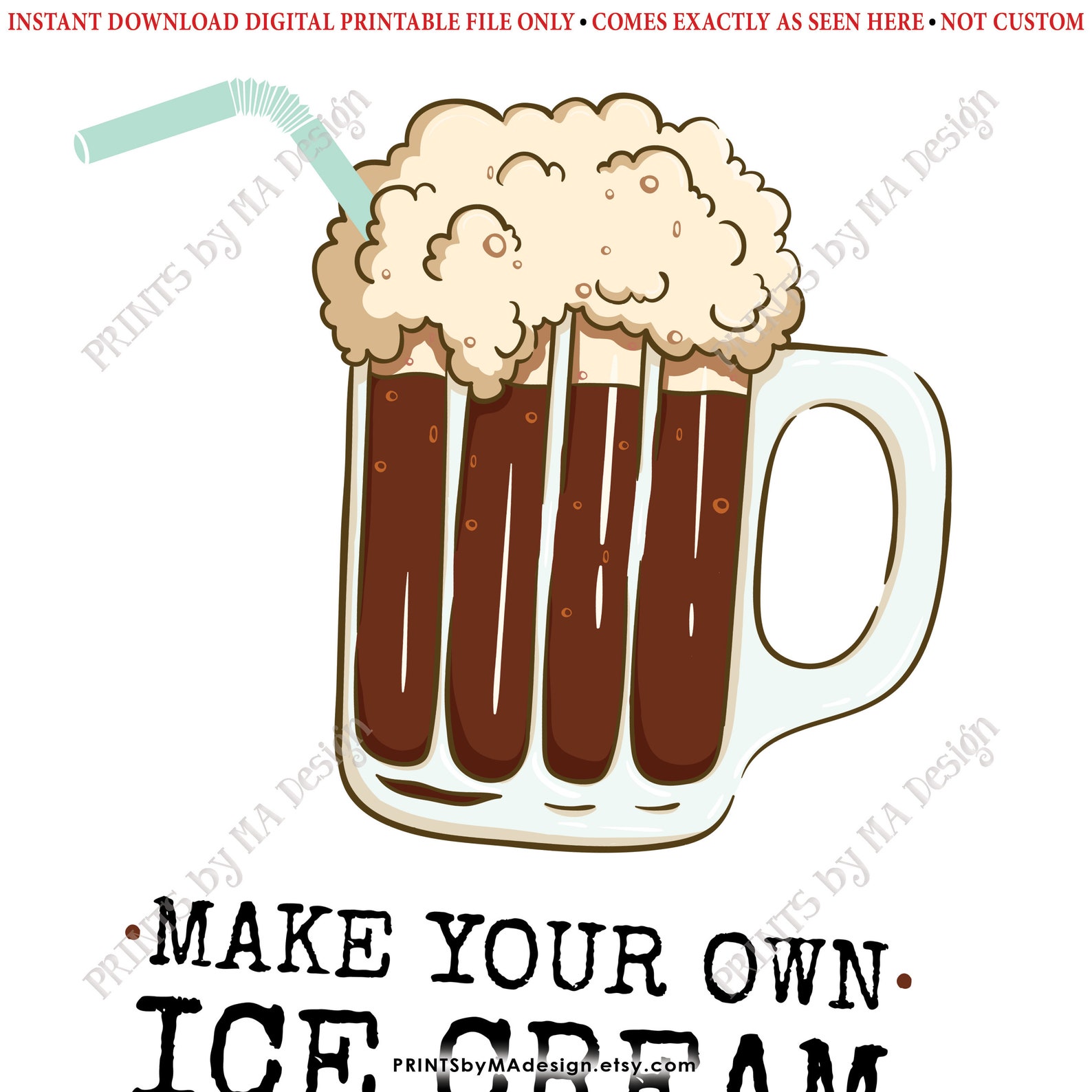 Ice Cream Float Sign Build An Ice Cream Float Ice Cream Soda Etsy