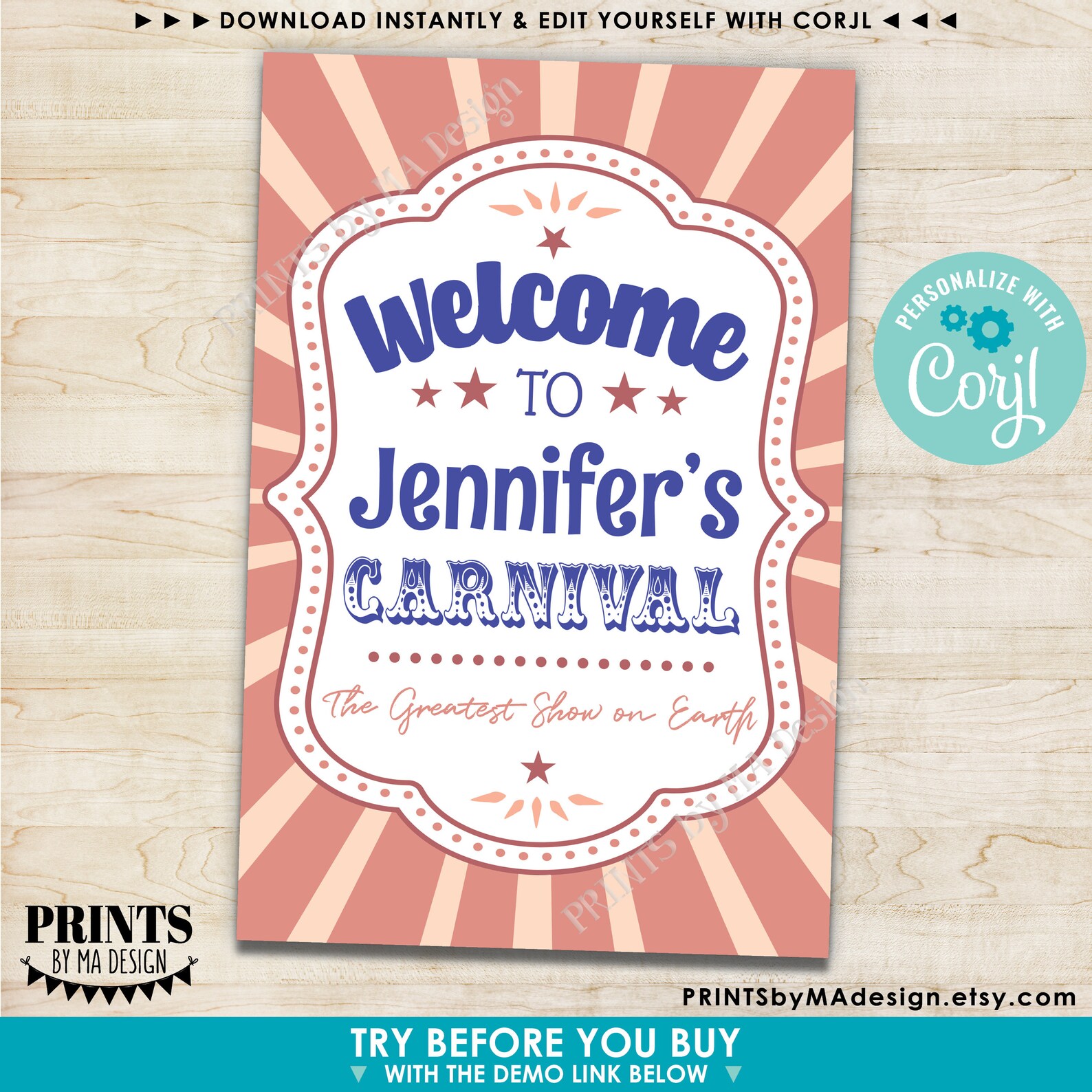 Carnival Welcome Sign, Welcome to the Carnival Entrance Sign, Custom ...