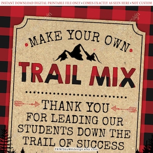 Teacher Appreciation Trail Mix Sign, Make Your Own Snack, Red & Black ...